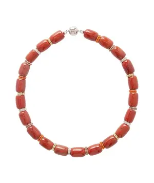 JULIETTA Rhodium-plated Jasper Necklace - Red