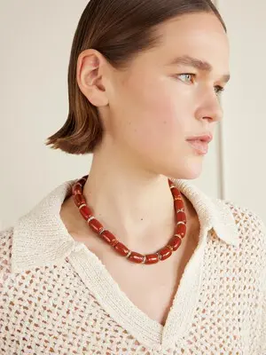 JULIETTA Rhodium-plated Jasper Necklace