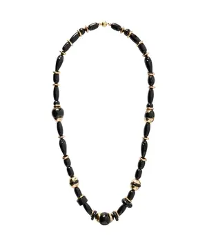 JULIETTA Ada Gold-tone Beaded Necklace - Black