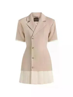 Manière De Voir Tailored Pleated Blazer Dress - Neutrals