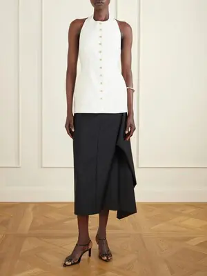 HEIRLOME Augusta Wool And Silk-blend Faille Midi Skirt - Black