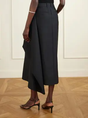 HEIRLOME Augusta Wool And Silk-blend Faille Midi Skirt - Black