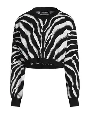 Dolce & Gabbana Zebra Print Knit Crewneck Sweater - Black