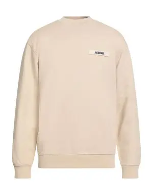 Jacquemus Cotton Crewneck Sweatshirt With Logo - Beige