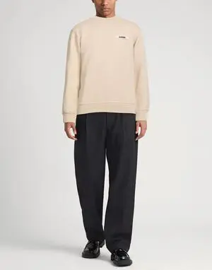 Jacquemus Cotton Crewneck Sweatshirt With Logo - Beige