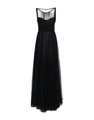 Elisabetta Franchi Maxi Gown With Tulle And Velvet Details - Black