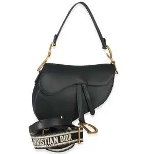 Dior Grained Calfskin Saddle Bag - Black