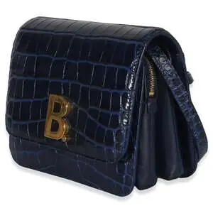 Balenciaga Croc Effect Shoulder Bag - Blue
