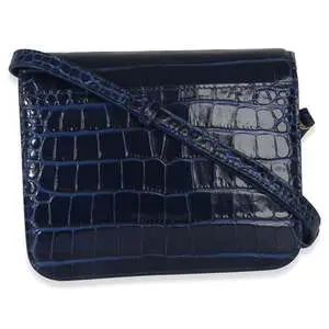 Balenciaga Croc Effect Shoulder Bag - Blue