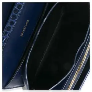 Balenciaga Croc Effect Shoulder Bag - Blue
