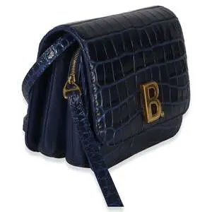 Balenciaga Croc Effect Shoulder Bag - Blue