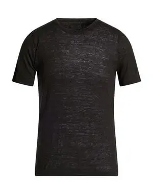 120% Lino Man T-shirt Grey Size S Linen Black