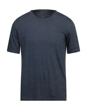 120% Lino Man T-shirt Grey Size S Linen Navy