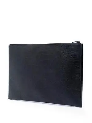 Saint Laurent 2017 Croc Embossed Leather Monogram Clutch Bag