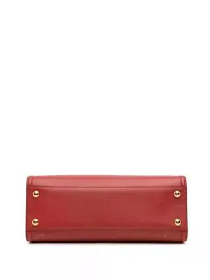 Prada Soft Calf Trimmed Saffiano Lux Satchel - Red