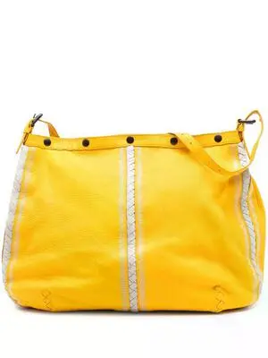 Bottega Veneta Intrecciato Trimmed Nappa Crossbody Bag - Yellow