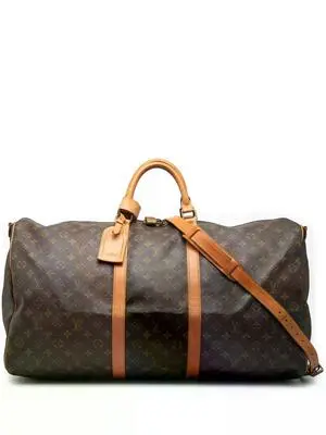 LOUIS VUITTON 1990s Monogram Keepall Bandouliere 60 Travel Bag - Brown