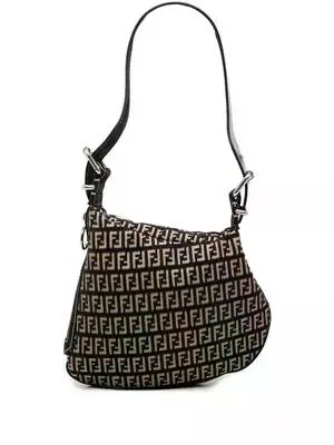 Fendi 2000-2010 Zucchino Canvas Oyster Shoulder Bag - Black