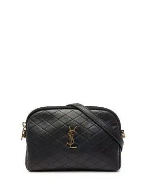 Saint Laurent Mini Quilted Lambskin Gaby Zippered Pouch Crossbody Bag - Black
