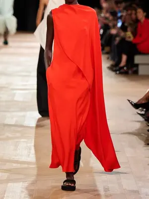 Balenciaga Cape-effect Draped Wool And Silk-blend Crepe Midi Dress - Red
