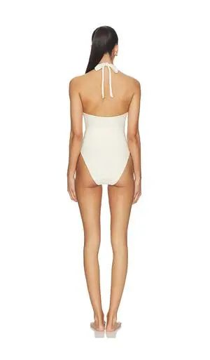 Lpa Marjorie One Piece Halterneck Swimsuit With Keyhole Detail - Cream
