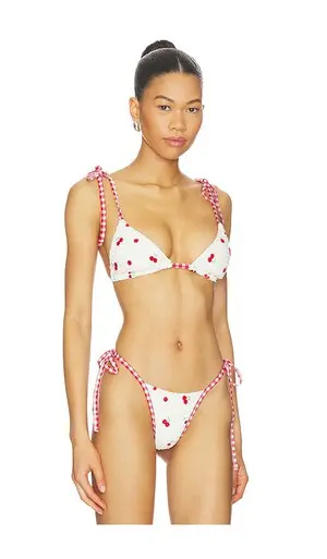 For Love & Lemons Beaded Cherries Bikini Top
