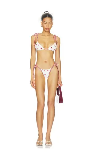 For Love & Lemons Beaded Cherries Bikini Top