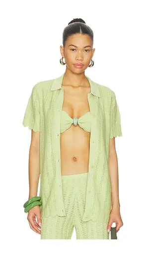 Devon Windsor Irene Metallic Knit Top - Matcha