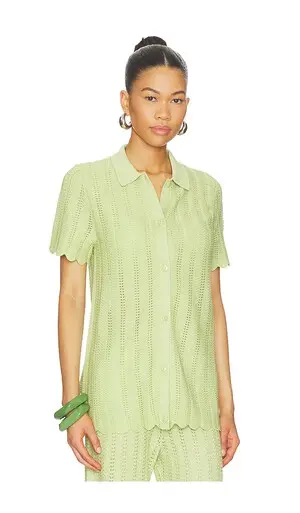 Devon Windsor Irene Metallic Knit Top - Matcha