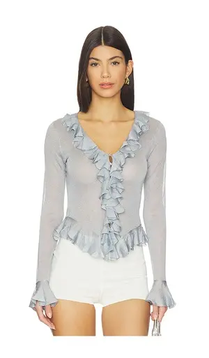 Lpa Attison Ruffle Cardigan In Metallic