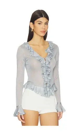 Lpa Attison Ruffle Cardigan In Metallic