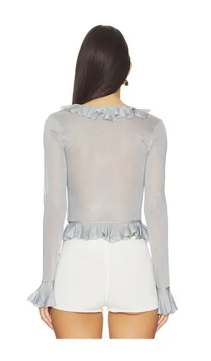 Lpa Attison Ruffle Cardigan In Metallic
