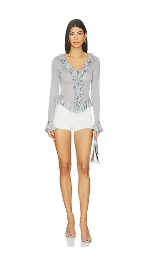 Lpa Attison Ruffle Cardigan In Metallic
