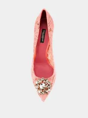 Dolce & Gabbana Lace Pumps With Brooch - Pink