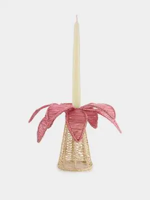 Coro Cora Palm Tree Iraca Small Candle Holder - Pink