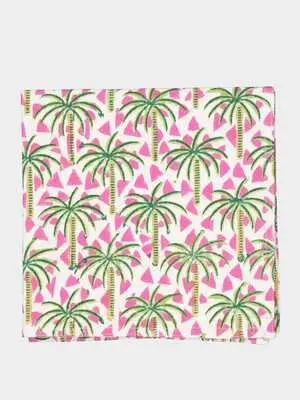 LES-OTTOMANS Cotton Napkin With Palm Print - Pink