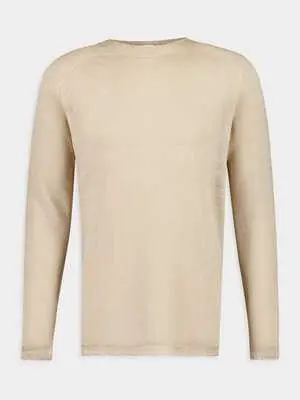 120% Lino Safari Linen Long-sleeve Shirt - Orange