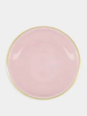 GINORI 1735 Rosa Porcelain Diva Butter Dish - Pink