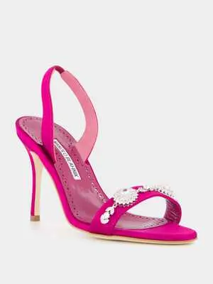 Manolo Blahnik Embellished Slingback Sandals - Pink