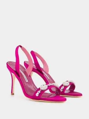 Manolo Blahnik Embellished Slingback Sandals - Pink