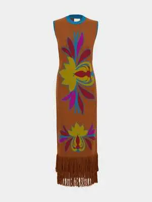 PAULA Vitoria Jacquard Dress With Fringes - Orange