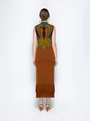 PAULA Vitoria Jacquard Dress With Fringes - Orange