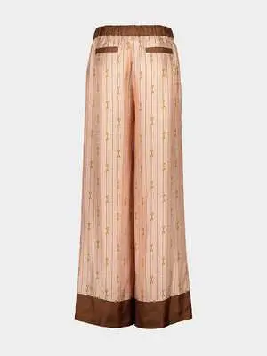 Gucci Wide-leg Horsebit Silk Trousers - Pink