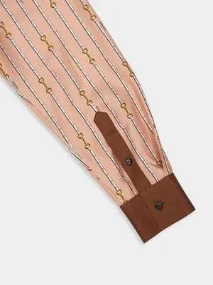 Gucci Horsebit Print Silk Shirt