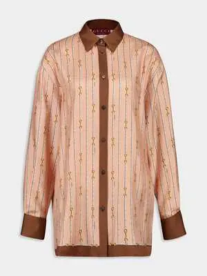 Gucci Horsebit Print Silk Shirt - Pink