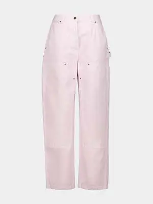 Prada Canvas Trousers With Leather Inserts - Pink