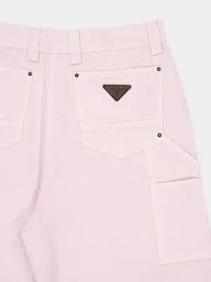 Prada Canvas Trousers With Leather Inserts