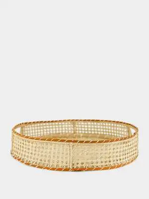 La DoubleJ Raffia Woven Tray - Orange