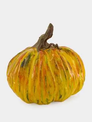 Studio Bongard Extra Large Ceramic Pumpkin Sculpture - Orange
