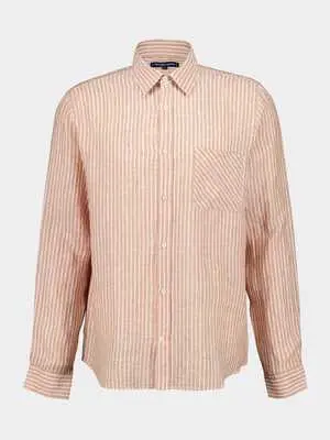 Frescobol Carioca Pale Copper Striped Linen Shirt - Orange